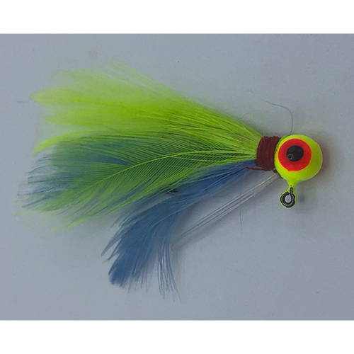 Feather Jig Weedless - Chartreuse Leadhead with Light Blue/Chartreuse ...