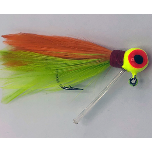 Feather Jig Weedless - Chartreuse Leadhead with Orange/Chartreuse ...