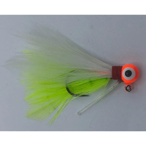 Feather Jig Weedless - Orange Leadhead with Chartreuse/White Feather ...