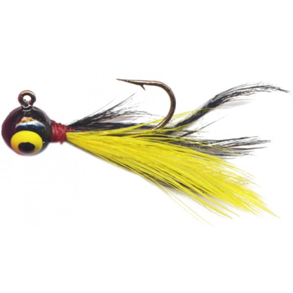 Nothead Tackle Hand-tied Feather Jig — Black Leadhead/Black & Yellow ...