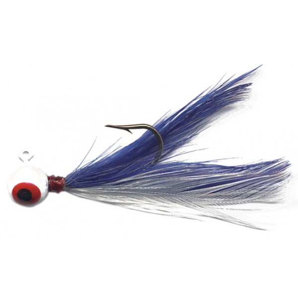 Nothead Tackle Hand-tied Feather Jig — White Leadhead/Blue & White ...